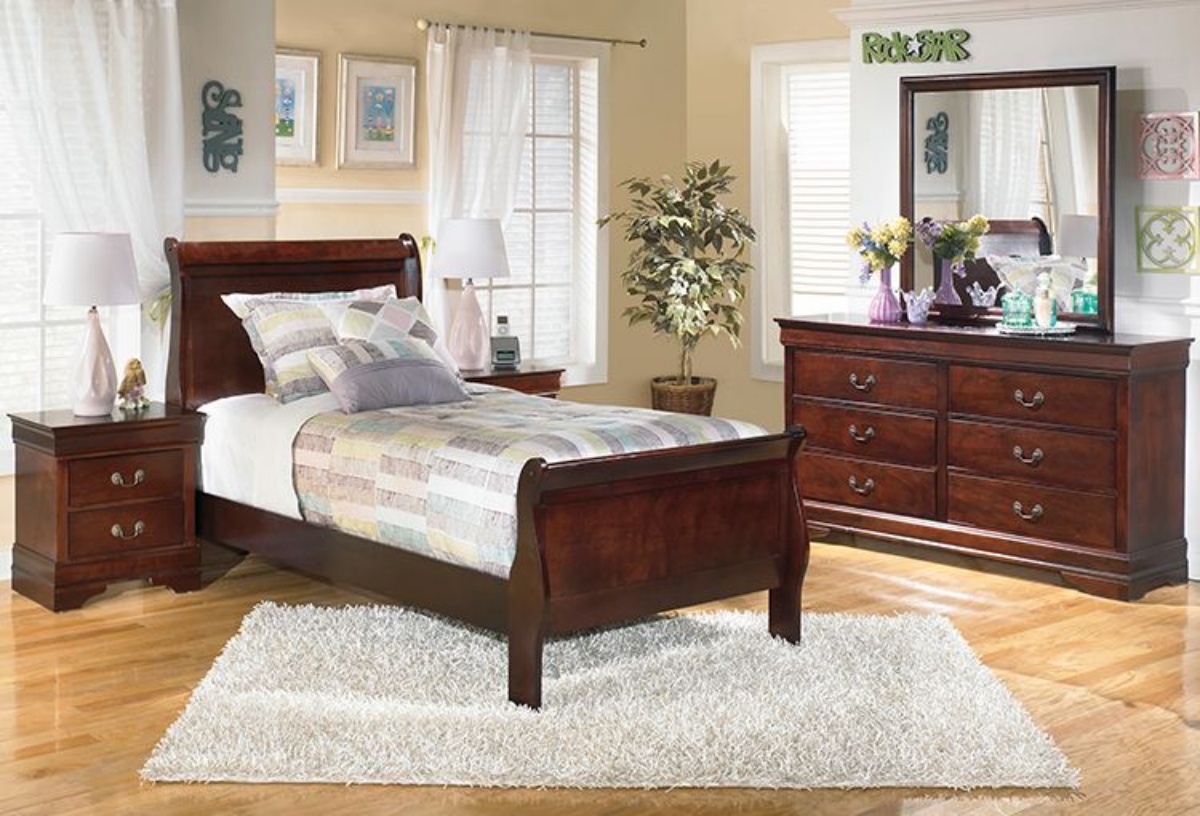 Buy Alisdair Cherry 3 PC Twin Sleigh Bed - Part# B376-TWIN | Badcock & More