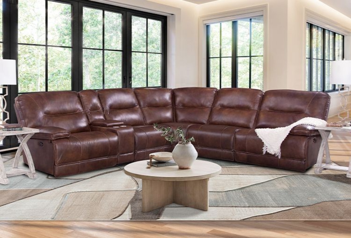 Buy Harbortown Leather Dual Power Reclining Sectional - Part# BD7532 ...