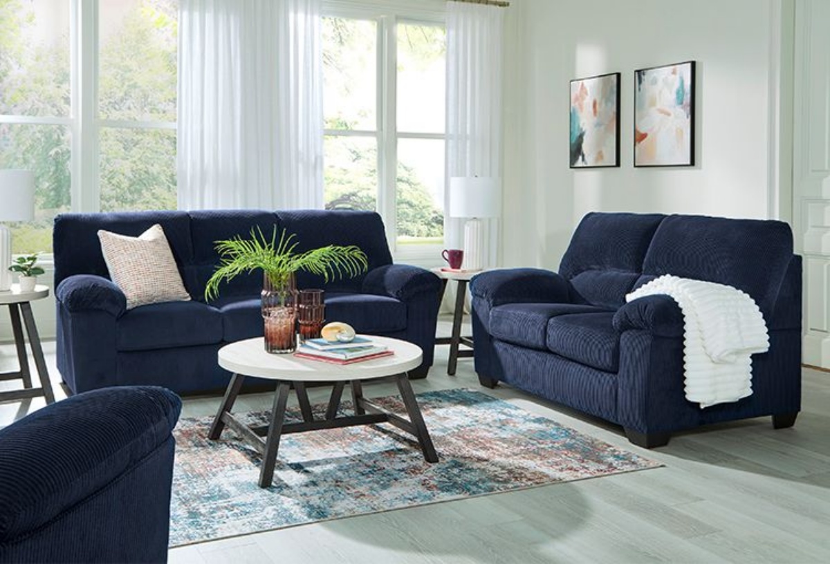 Buy SimpleJoy Navy Sofa Online | Badcock & More