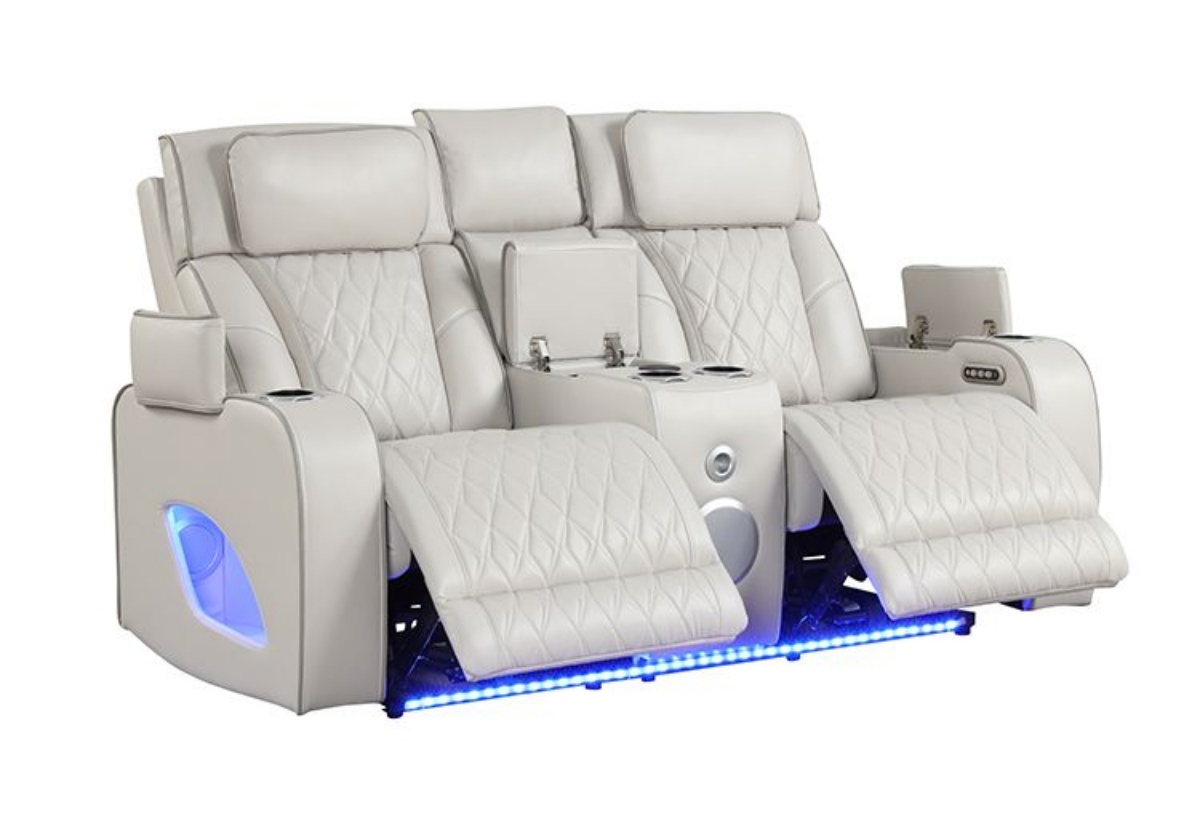 Matrix Ice Power Reclining Console Loveseat With Blutooth & Masssage ...