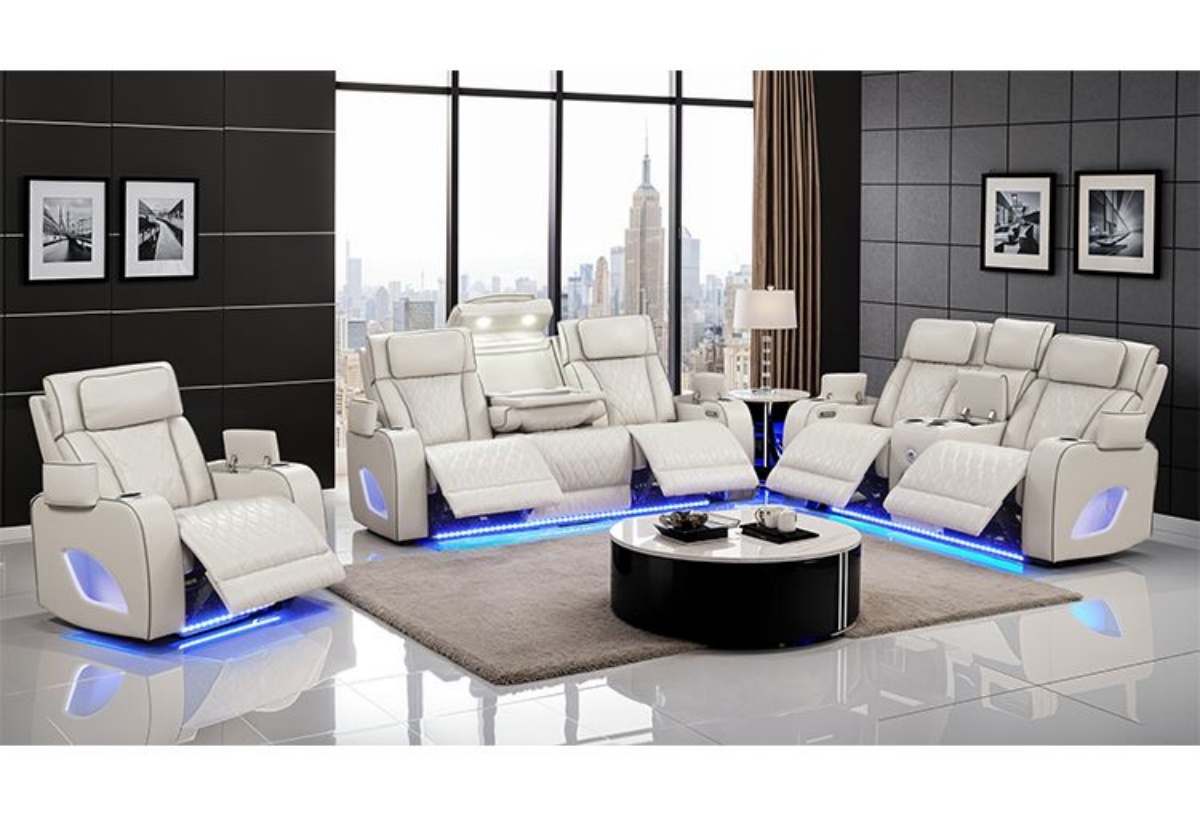 Matrix Ice Power Reclining Console Loveseat With Blutooth & Masssage ...