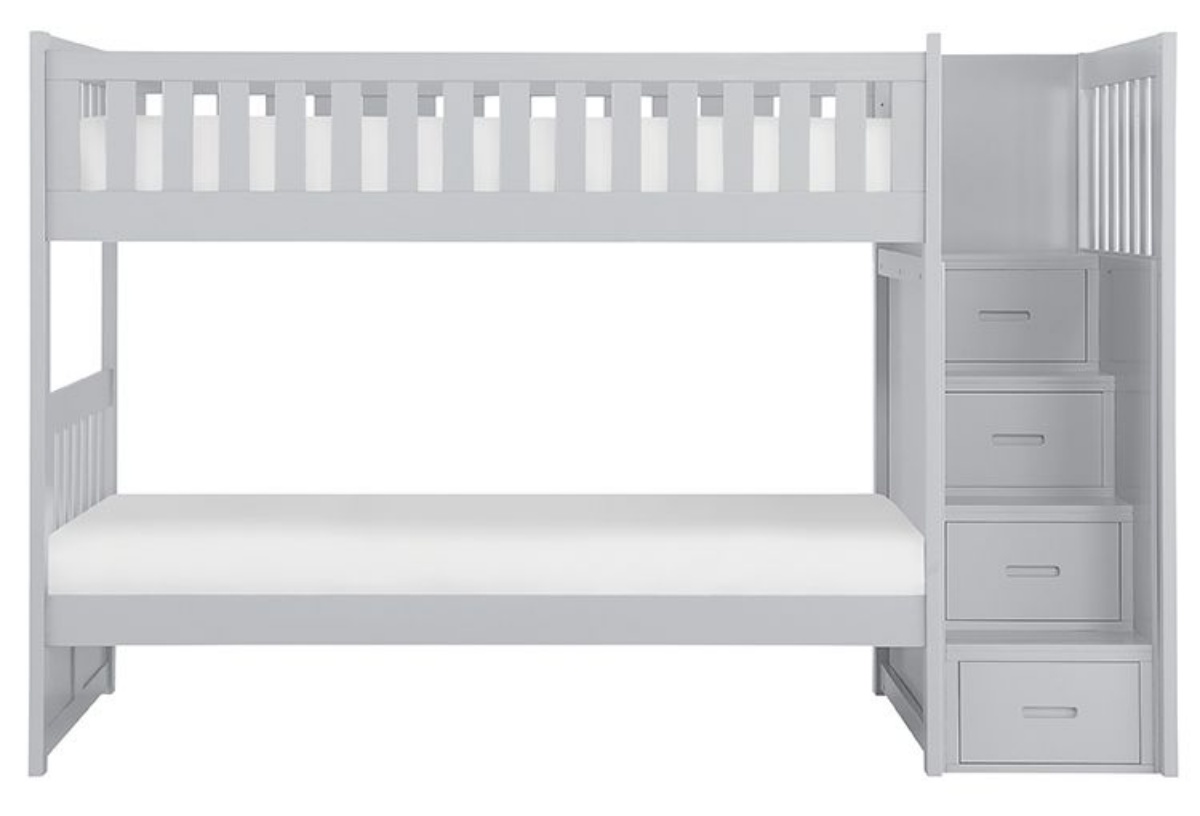 Buy Orion Grey Twin/Twin Step Bunk Bed - Part# B2063SB | Badcock & More