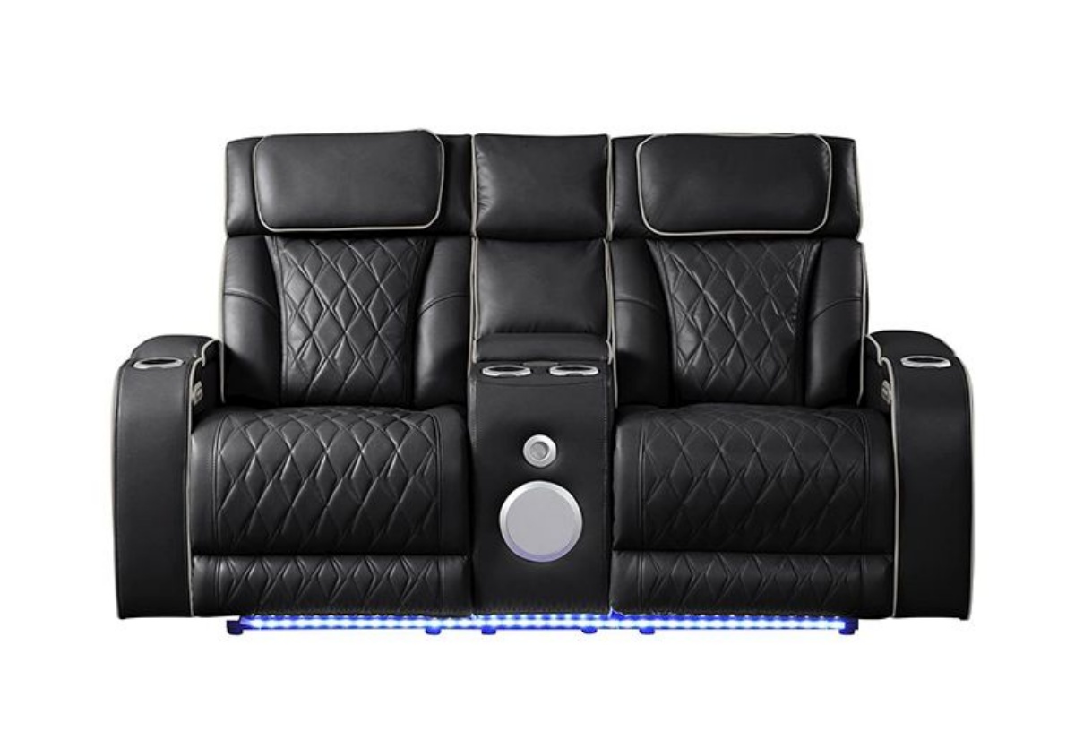 Matrix Black Power Reclining Console Loveseat With Blutooth & Masssage ...