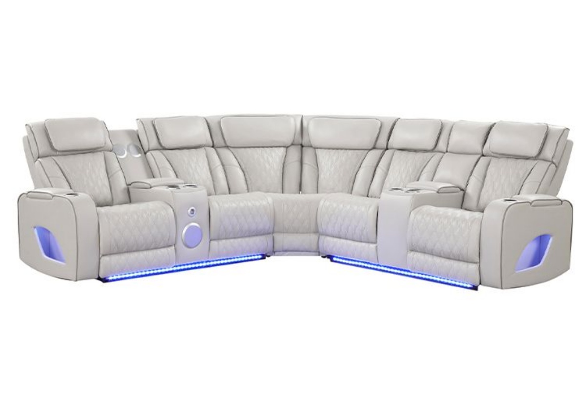 Matrix Ice Power Reclining Sectional With LED Lights & Massage ...
